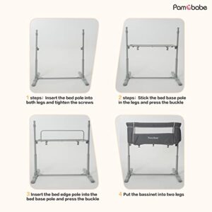 Pamo Babe Bedside Bassinet for Baby Crib 8 Adjustable Heights Foldable Bassinet Sleeper with Mattress Cover