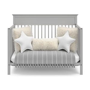 Storkcraft Carmel 5-in-1 Convertible Crib (Pebble Gray) - Converts from Baby Crib to Toddler Bed, Daybed and Full-Size Bed, Fits Standard Full-Size Crib Mattress, Adjustable Mattress Support Base