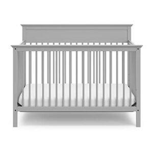 Storkcraft Carmel 5-in-1 Convertible Crib (Pebble Gray) - Converts from Baby Crib to Toddler Bed, Daybed and Full-Size Bed, Fits Standard Full-Size Crib Mattress, Adjustable Mattress Support Base