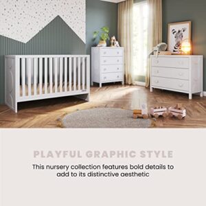 Child Craft Orbit 4 in 1 Convertible Crib, Modern Contemporary Baby Crib Converts to Toddler Bed, Day Bed and Full Size Bed, 3 Adjustable Mattress Heights (Matte White)