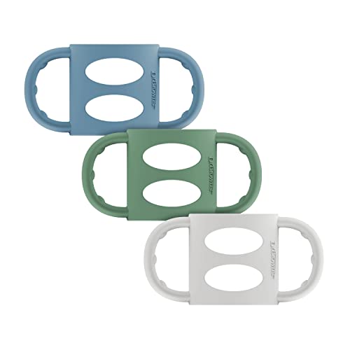 Dr. Brown’s® Milestones™ 100% Silicone Baby Bottle Handles, Narrow, Light Blue, Green, Gray, 3 Pack, 4m+