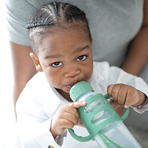 Dr. Brown’s® Milestones™ 100% Silicone Baby Bottle Handles, Narrow, Light Blue, Green, Gray, 3 Pack, 4m+