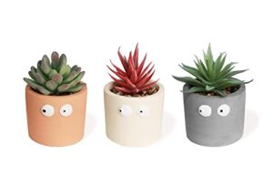 zerzsy 3 pcs small budding eye fake succulent plant pot, mini succulent plant, cute desktop decoration, desktop plant for women office decoration, cute fake plant bathroom decoration.