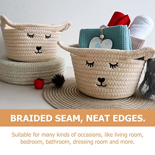 Storage Books Woven Decor Pillows Laundry Blankets Cat Shower Cotton Small Living Baby with Room Ear Throws Hamper Organizer Nursery in for Basket Towel Practical Bins Rope