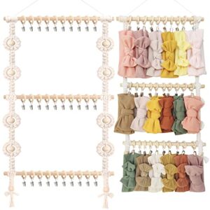 povetire baby headband holder, hair bows and accessories storage organizer, wall hanging decor for nursery toddler girls room (beige-1)