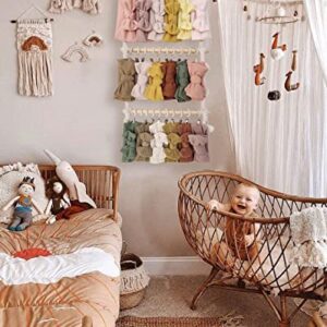 POVETIRE Baby Headband Holder, Hair Bows and Accessories Storage Organizer, Wall Hanging Decor for Nursery Toddler Girls Room (Beige-1)