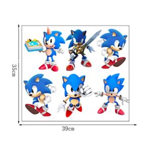 Wall Decals 3D Broken Wall Sonic Poster Stickers Removable PVC Cartoon for Boys Kids Room Party Decoration