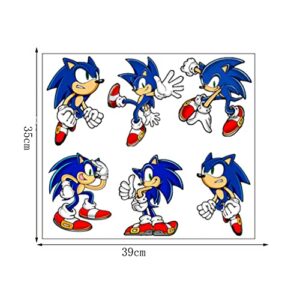 Wall Decals 3D Broken Wall Sonic Poster Stickers Removable PVC Cartoon for Boys Kids Room Party Decoration