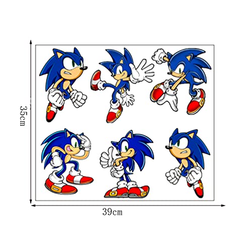 Wall Decals 3D Broken Wall Sonic Poster Stickers Removable PVC Cartoon for Boys Kids Room Party Decoration