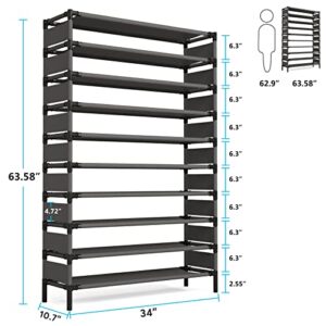 Tribesigns Upgraded 10 Tiers Shoe Rack, Large Capacity Shoe Shelf, Tall Shoe Organizer for 50 Pairs, Space Saving Shoe Storage