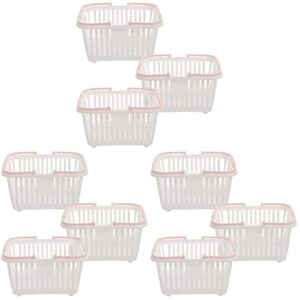 9pcs for baskets tote desk white kids bins pretend eggs storage snacks plastic, beach basket, picnic basket fruits bedroom compact handles party desktop small grocery shower