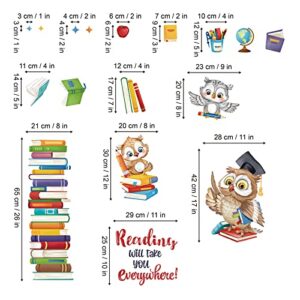 wondever Reading Corner Wall Stickers Owl Books Inspirational Educational Quote Peel and Stick Wall Art Decals for Kids Bedroom Classroom