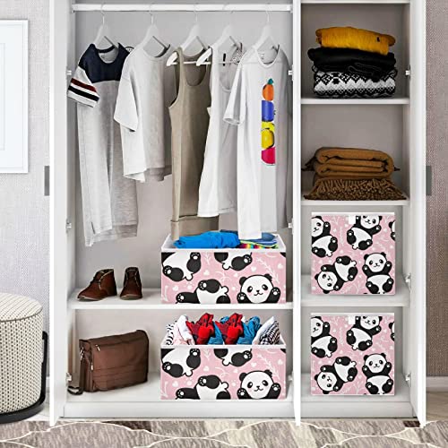 xigua Panda Cube Storage Bin Large Collapsible Storage Box Canvas Storage Basket for Home,Office,Books,Nursery,Kid's Toys,Closet