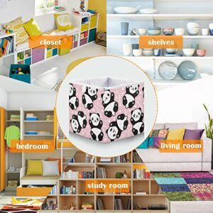 xigua Panda Cube Storage Bin Large Collapsible Storage Box Canvas Storage Basket for Home,Office,Books,Nursery,Kid's Toys,Closet