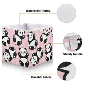 xigua Panda Cube Storage Bin Large Collapsible Storage Box Canvas Storage Basket for Home,Office,Books,Nursery,Kid's Toys,Closet