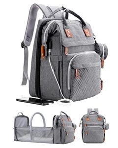 ismgn diaper bag backpack with changing station, large diaper bag, multifunctional diaper bag, gray