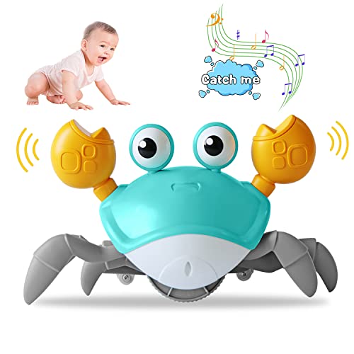 ReeRaa Crawling Crab Baby Toy Infant Tummy time Toys 3 4 5 6 Babies boy Girl Sensory Toys Montessori Toys 3-6 6-12 Learning to Crawl 9-12 12-18 Walking Toddler Gifts (Green)