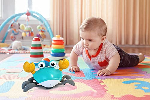 ReeRaa Crawling Crab Baby Toy Infant Tummy time Toys 3 4 5 6 Babies boy Girl Sensory Toys Montessori Toys 3-6 6-12 Learning to Crawl 9-12 12-18 Walking Toddler Gifts (Green)