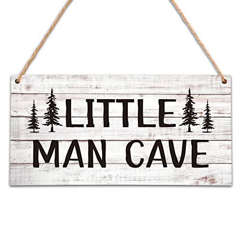 5"x10" Little Man Cave Wood Sign, Nursery Decor For Boys, Natural Baby Room Wall Decor, Woodland Playroom Decor, Gift for Baby Shower, Toddler Kids Bedroom Living Room Hanging Sign -A05