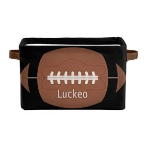 black football personalized storage basket ,custom storage bins cubes organizer with handle for bedroom wardrobe,nursery,basket 1 pack