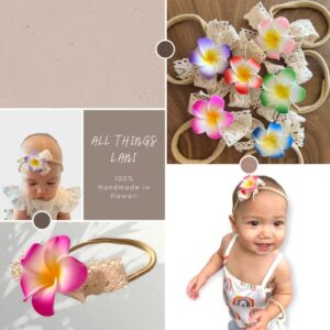 Mommy Baby Matching Handmade Hawaiian Plumeria Flower Headband and Hair Clip Set Baby Shower Gifts Holiday Gifts for Babies Baby Girls Family Matching (Dawn Pink)