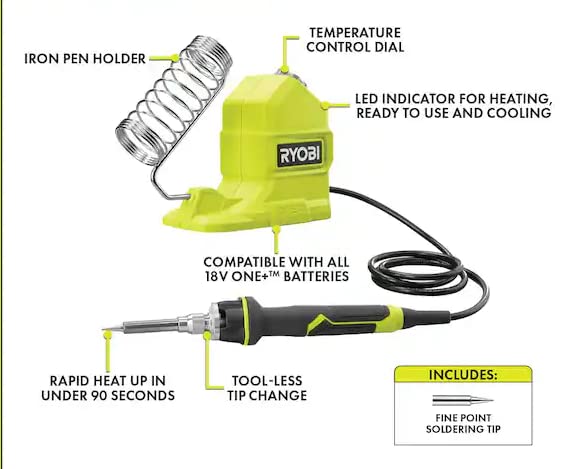 RYOBI ONE+ 18V Cordless 120-Watt Soldering Iron Topper (Tool Only)