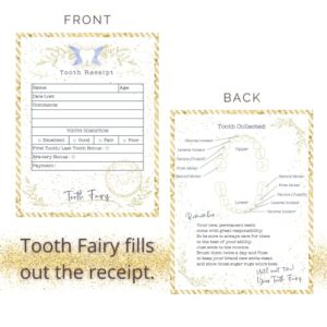 20 Moments of Tooth | 20 Tooth Fairy Receipt Cards and 1 Tooth Fairy Bag | Tooth Fairy Certificate Keepsake for Kids (Light Gold, 4.25x5.5 in)