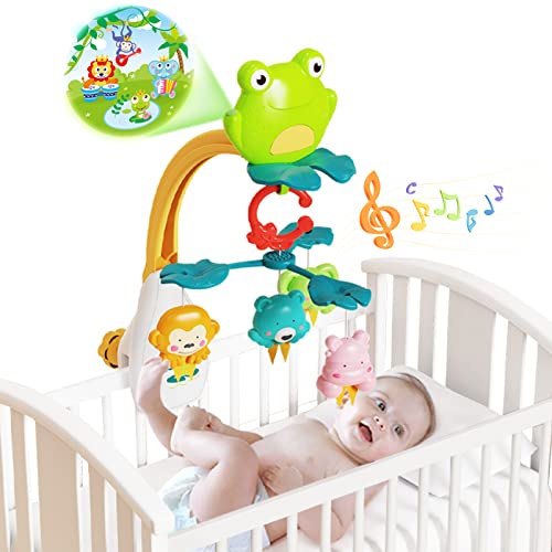 Lcasio Baby Crib Mobile with Music and Lights, Mobile for Crib with Cartoon Projection, Rotation, Baby Crib Toys for Boys Girls 