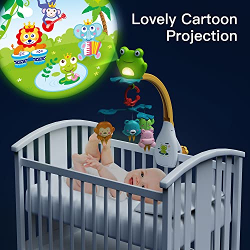 Lcasio Baby Crib Mobile with Music and Lights, Mobile for Crib with Cartoon Projection, Rotation, Baby Crib Toys for Boys Girls 