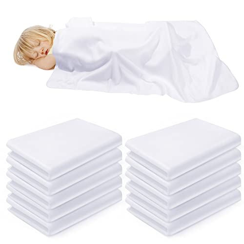 Lounsweer 10 Pieces Daycare Cot Blanket Daycare Nap Blanket Cozy Polar Fleece Daycare Cot Rest Time Blankets for Kids, Toddler, Baby, Classroom, Preschool, Daycare or Nursery, 39 x 59 Inch, White