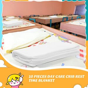 Lounsweer 10 Pieces Daycare Cot Blanket Daycare Nap Blanket Cozy Polar Fleece Daycare Cot Rest Time Blankets for Kids, Toddler, Baby, Classroom, Preschool, Daycare or Nursery, 39 x 59 Inch, White