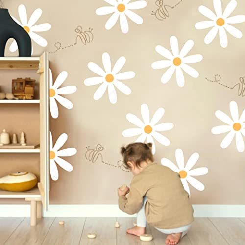 Daisy Wall Decal Flower Vinyl Wall Decals - Big Daisy Stickers for Kids Nursery Wall Art Bedroom Living Room Classroom Decor - Set of 10 Wall Art kit