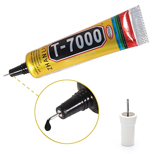 T-7000 Fabric Glue, Multi-Function Semi Fluid High Viscosity Mobile Phone Screen Repair Glues for Rhinestones Crafts, Rubber, Plastic, Jewelry Making, Wood, Leather Textile ((15ml, 2Pack))