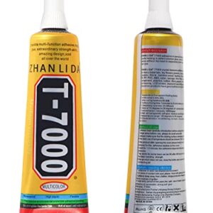 T-7000 Fabric Glue, Multi-Function Semi Fluid High Viscosity Mobile Phone Screen Repair Glues for Rhinestones Crafts, Rubber, Plastic, Jewelry Making, Wood, Leather Textile ((15ml, 2Pack))