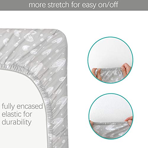 3 Count Changing Pad Liner, Waterproof Larger Changing Pad Cover 28" X 15", Cotton Flannel (Solid Improved Thickness) / Changing Pad Cover,100% Cotton Jersey Knit, Grey/White, 2 Pack