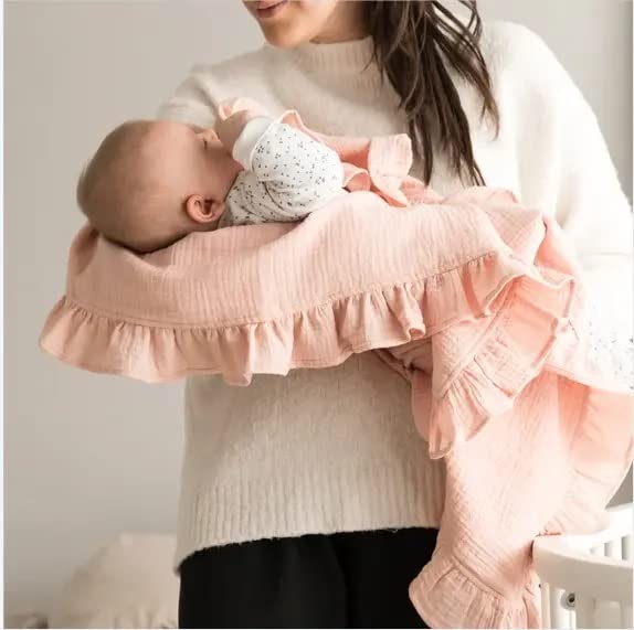 COCOAbi Baby Blanket in Baby's Breath White | 100% Cotton Muslin | Naturally Soft for Babies | Boho Colors & Pattern | Gentle Muslin Blanket | Eco-Friendly Material | Beautiful Baby Gift | 47” x 47”