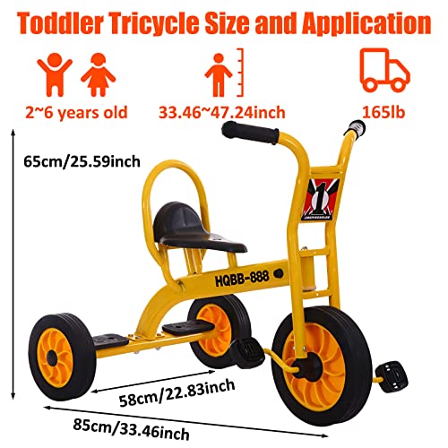 Kids Tricycle for Rider Ages 2+,Daycare Preschool Kids Trike Big Wheel Tricycle,Boys Girls Pedal Tricycle Kids Outdoor Playground Equipment,Front Big Wheel,Carbon Steel Frame,Inflation-Free Wheel