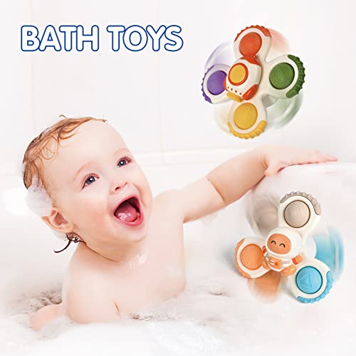 HCFJEH Suction Cup Spinner Toys, Baby Montessori Sensory Educational Learning Toy, Infant Bath Teething Travel Fidget Toy, Toddler First Birthday for 6 9 12 18 Months Age 1 2 3 Old Boys Girls