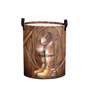 cowboy brown personalized laundry basket ,custom foldable storage bins laundry hamper for nursery pet toys clothes