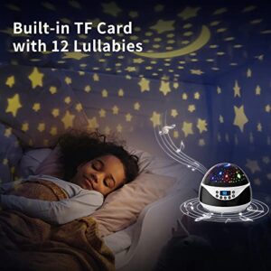 NeasupLife Star Night Light Projector for Kids,Baby Night Light Sensory Lights Starry Stars Projector with Timer & Music & Remote Control,360 ° Rotating,Gifts for 2-5-8-10 Year Old Boys (Black)