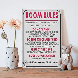 room decor for teen girls bedroom door decor teen boy metal tin signs - preppy room decor girl room rules signs teen girl room decor - 8 x 12 inches funny metal tin sign cool stuff gift for teen girl