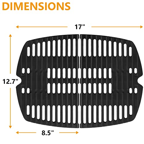 7644 Cooking Grid Grates for Weber Q100, Q1000, Q120, Q1200 Gas Grills, 516001, 516002, 50060001, 51010001, 51060001,BBQ Accessories for Weber Baby Q, Matte Cast Iron,2 Pack