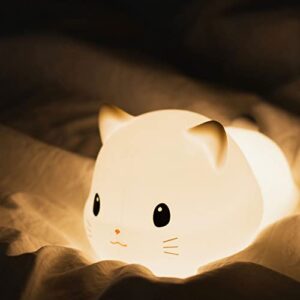 Aottop Cute Cat Lamp for Kids ,LED Christmas Kitty Night Light for Teen Girls Bedroom, Kawaii Room Decor, USB Rechargeable Baby Night lamp, Nursery Toddler Baby Night Light, Kawaii Birthday Gifts