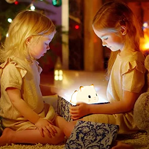 Aottop Cute Cat Lamp for Kids ,LED Christmas Kitty Night Light for Teen Girls Bedroom, Kawaii Room Decor, USB Rechargeable Baby Night lamp, Nursery Toddler Baby Night Light, Kawaii Birthday Gifts