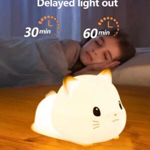 Aottop Cute Cat Lamp for Kids ,LED Christmas Kitty Night Light for Teen Girls Bedroom, Kawaii Room Decor, USB Rechargeable Baby Night lamp, Nursery Toddler Baby Night Light, Kawaii Birthday Gifts