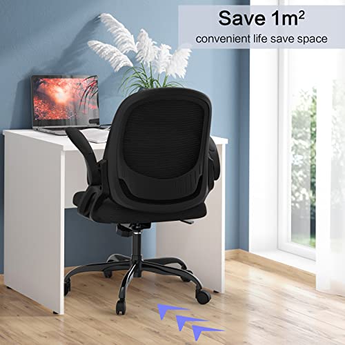 Home Office Chair Work Desk Chair Comfort Ergonomic Swivel Computer Chair, Breathable Mesh Desk Chair, Lumbar Support Task Chair with Wheels and Flip-up Arms and Adjustable Height