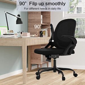 Home Office Chair Work Desk Chair Comfort Ergonomic Swivel Computer Chair, Breathable Mesh Desk Chair, Lumbar Support Task Chair with Wheels and Flip-up Arms and Adjustable Height