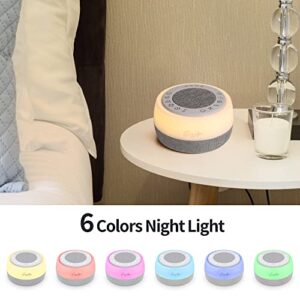 Sound Machine & Night Light & Bluetooth Speaker 3-in-1,CoocAni Rechargeable 6 Light Colors White Noise Machine with 20 Soothing Sound and Memory Function, Timer for Baby Kids Adults（Update）