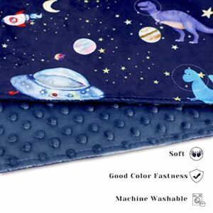 GFU Baby Blanket for Boys Girls, Minky Blanket with Dotted Backing for Toddler, Super Soft Newborn Blanket Shower Gifts, 30 x 40 Inch, Blue Space Dinosaur…