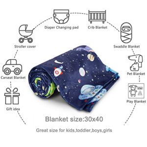 GFU Baby Blanket for Boys Girls, Minky Blanket with Dotted Backing for Toddler, Super Soft Newborn Blanket Shower Gifts, 30 x 40 Inch, Blue Space Dinosaur…